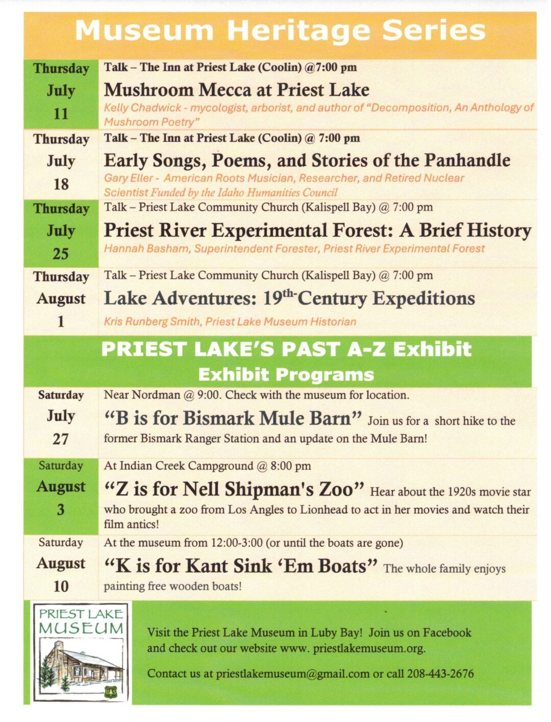 Programs & Presentations - Welcome to the Priest Lake Museum